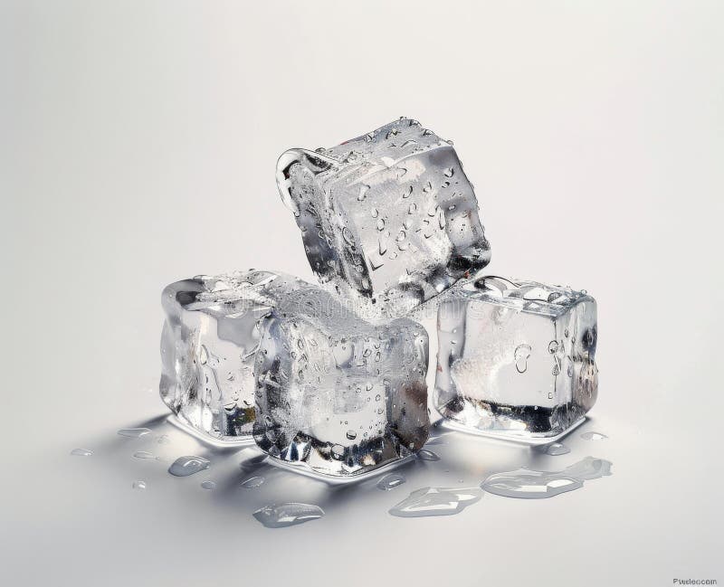 Three Clear Ice Cubes on White Background Stock Image - Image of cool ...