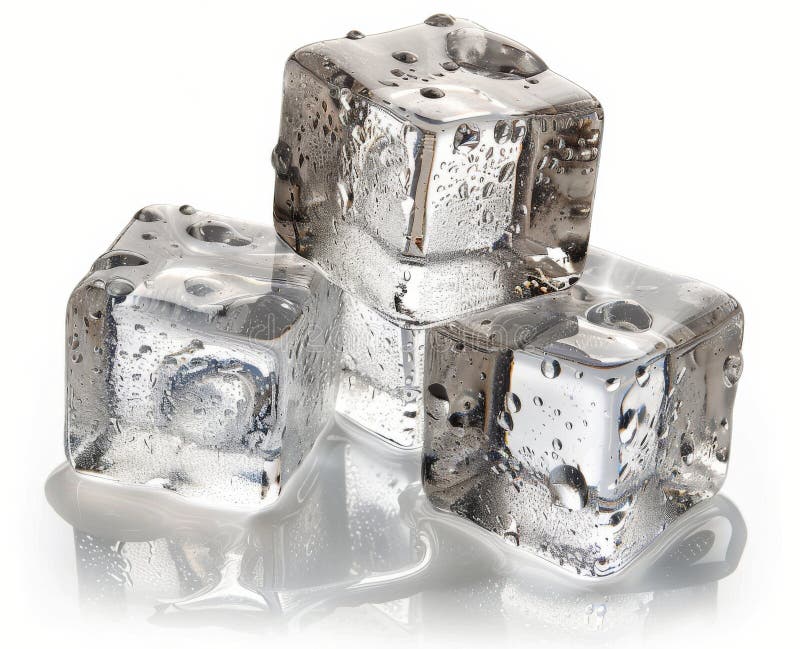 Three Clear Ice Cubes on White Background Stock Image - Image of ...