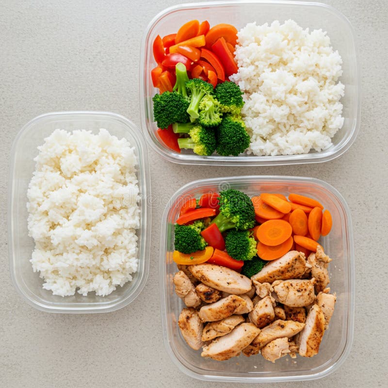 Three Clear, Rectangular Food Containers on a Light Surface. the Top ...