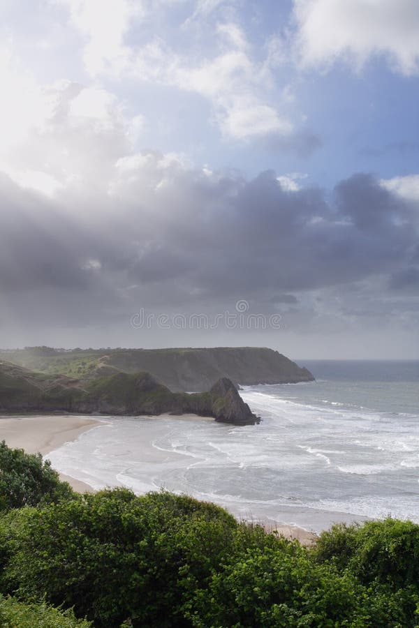 Three Cliffs Bay stock image. Image of wales, bright - 21331777