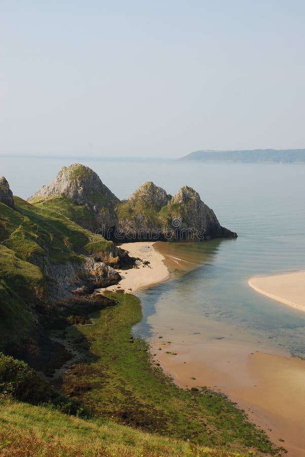 Three Cliffs Bay, Gower stock image. Image of view, sunny - 26769495