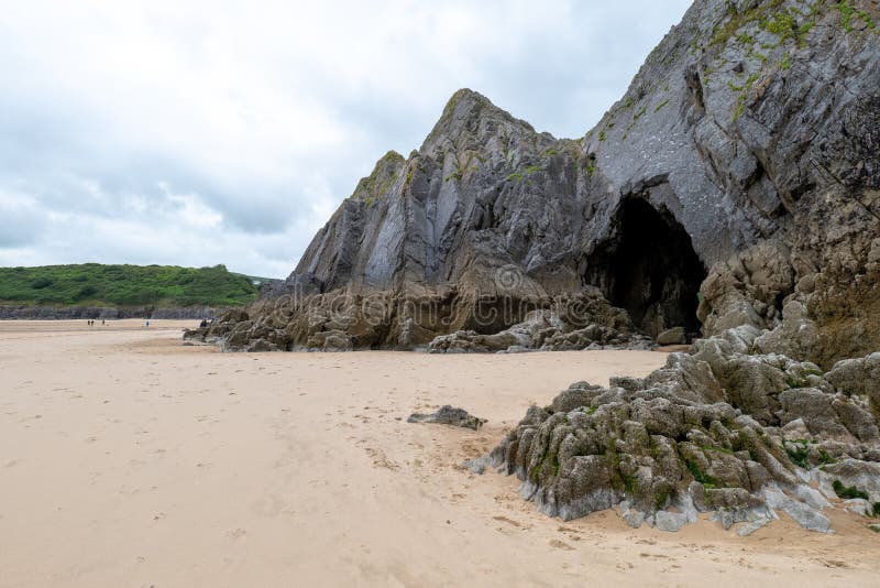 Three Cliffs Bay, South Wales UK Stock Image - Image of landscape, blue ...