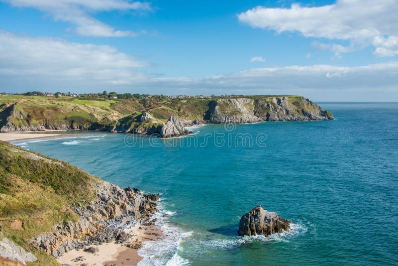 Three Cliffs Bay View stock image. Image of nature, beach - 64812523