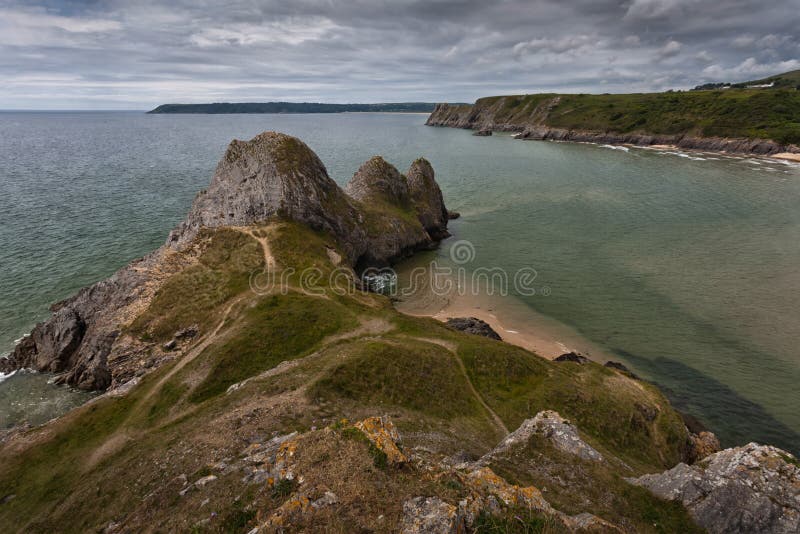 Three Cliffs Gower stock photo. Image of sand, south - 55866474