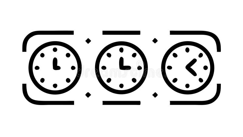 Three Clocks Different Time Zones Global Time Icon, Vector Design ...