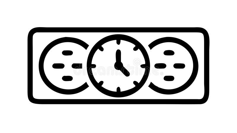 Three Clocks Outline Icon for Time Management or Zones, Vector Design ...