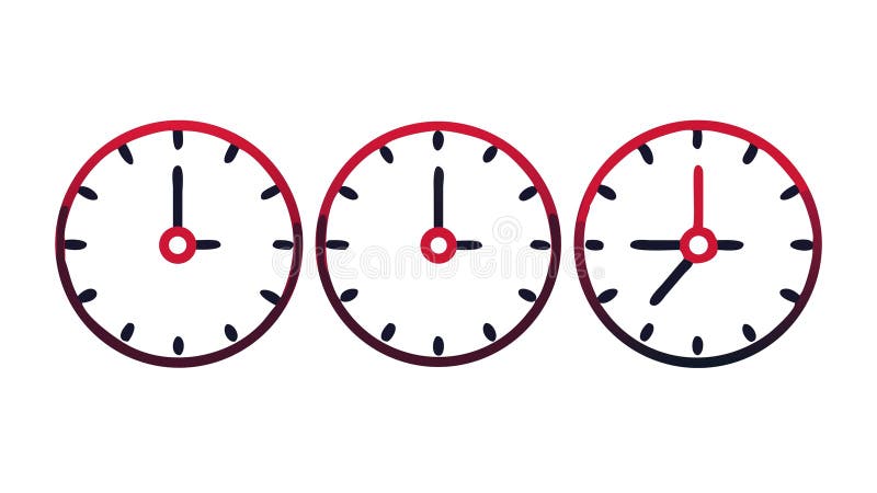 Three Clocks Showing Time Icon, Represents Schedules and Events, Vector ...