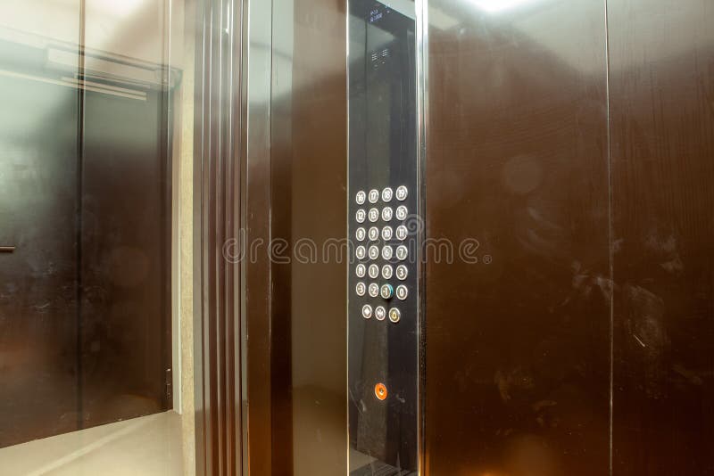 Three Close Elevator in the Hall Stock Image - Image of gate, style ...