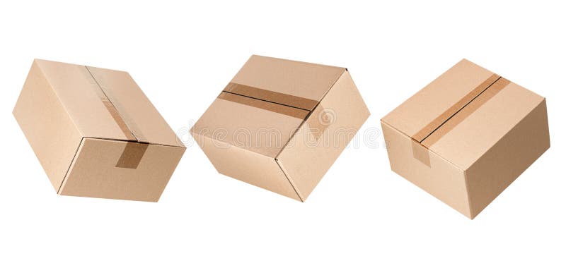 Three Closed Cardboard Boxes Stock Image - Image of midair, packaging ...