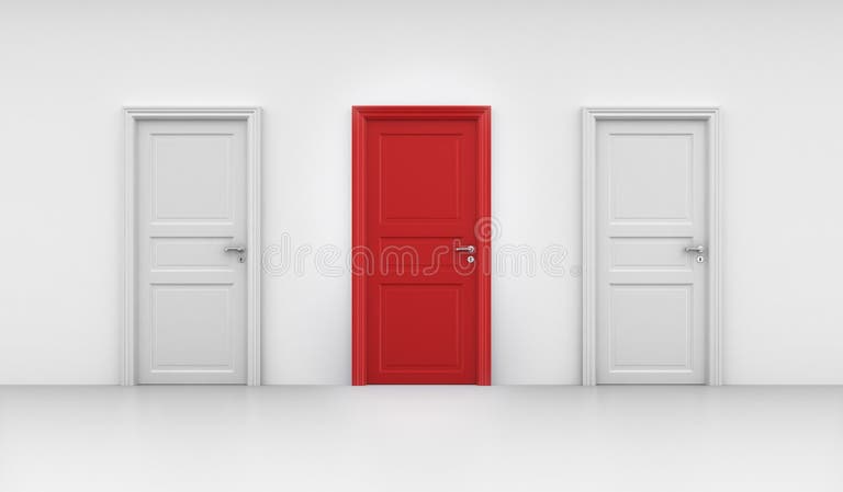 Three closed doors stock illustration. Illustration of door - 18864307