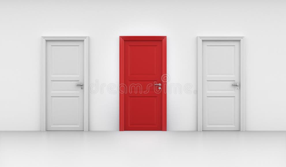 Three closed doors stock illustration. Illustration of door - 18864307