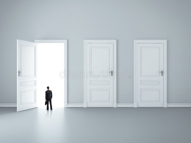 Three closed doors stock image. Image of leadership, business - 44237353