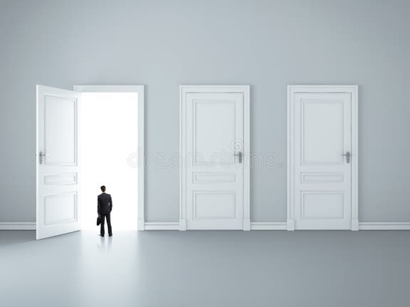 Three closed doors stock image. Image of leadership, business - 44237353