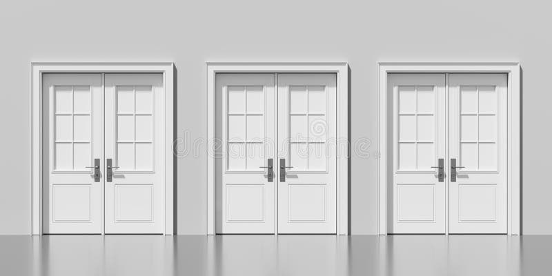 Three Closed White Doors in Row, Decision and Choice Concept Stock ...
