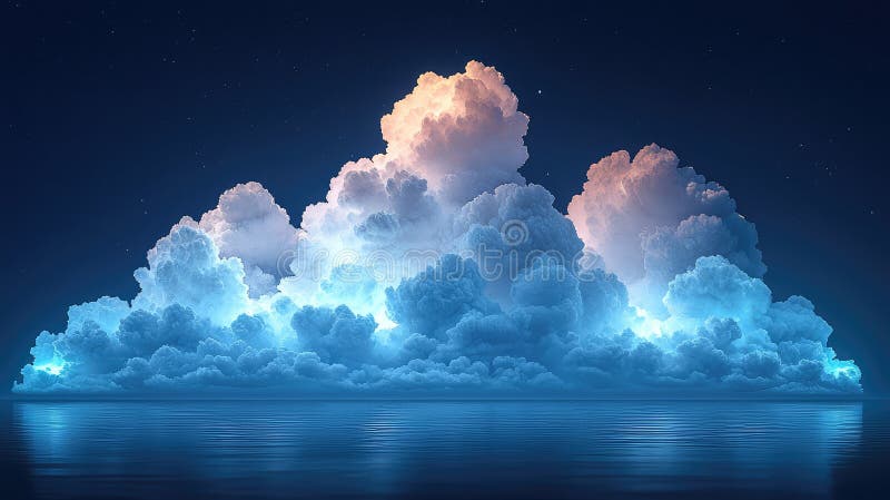 Three Cloud Types Stacked Under Studio Lights Stock Illustration ...