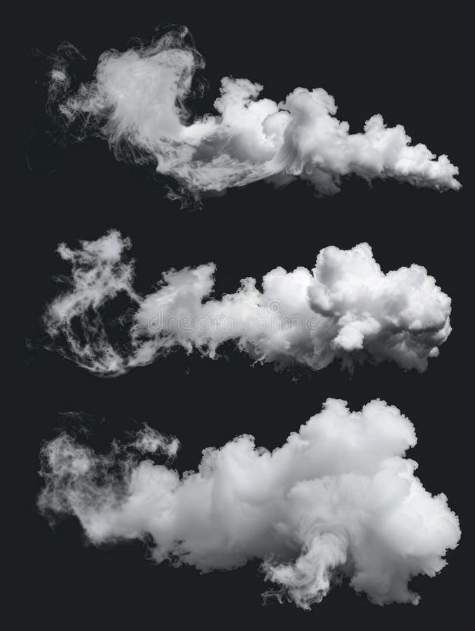 Three Clouds of Smoke are Shown in Different Stages of Formation Stock ...