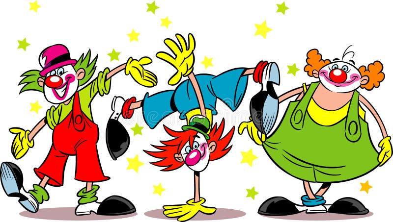 Three clowns stock vector. Illustration of illustrations - 54537461