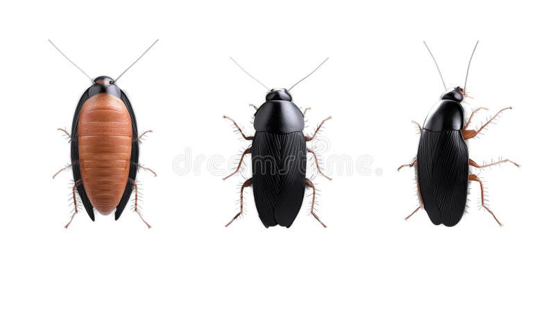 Three Cockroaches in Various Colors on Transparent Background Stock ...