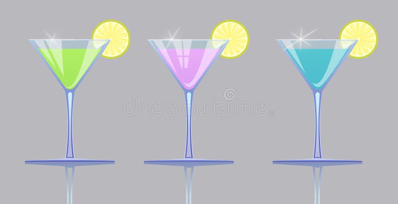 Three cocktails stock illustration. Illustration of lime - 49240732