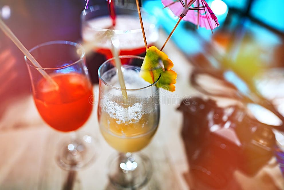Three Cocktails and a Retro Camera Stock Image - Image of mixed, glass ...
