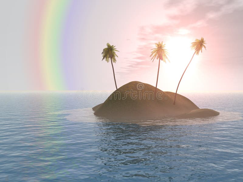 Three Coconut Tree Island stock illustration. Illustration of small ...