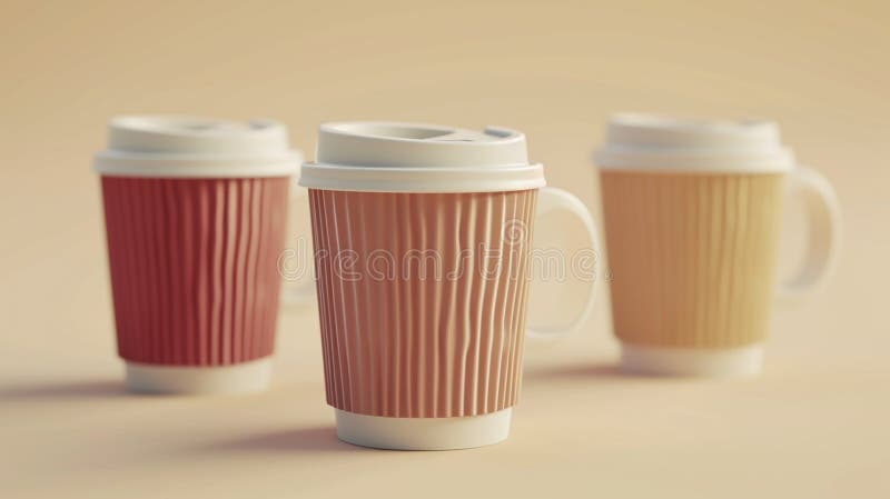 Three Coffee Cups with Different Colors and Designs. Generative AI ...