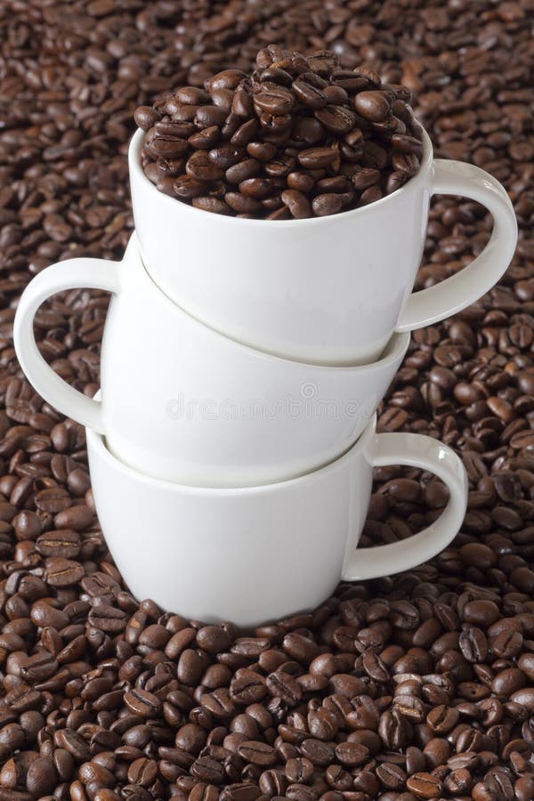 Three Coffee Cups stacked stock photo. Image of white - 38397294