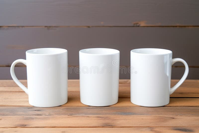 Three Coffee Mugs, Two are Filled, One is Empty Stock Illustration ...