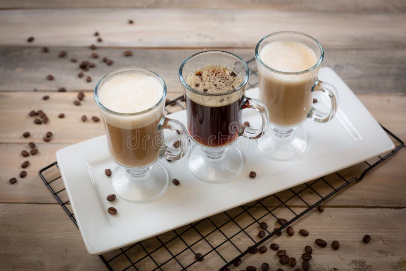 THREE COFFEE TO SHARE stock image. Image of terraza - 286261339