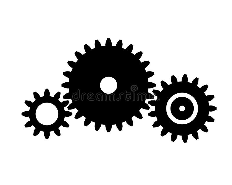 Three Cog Wheel Gears Isolated Vector Icon Stock Vector - Illustration ...