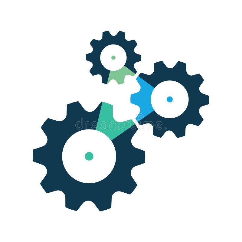 Three Cog Wheels or Gear Icon, Symbol Stock Illustration - Illustration ...