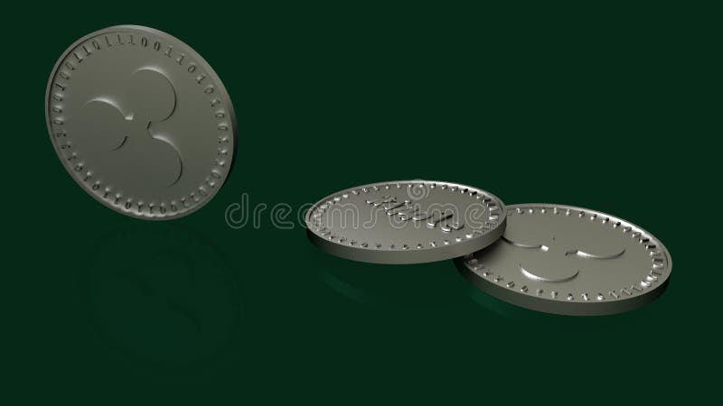 Three Coins of Digital Cryptocurrency Ripple on Green Glass Reflective ... Three Coins of Digital Cryptocurrency Ripple on Green Glass Reflective ...