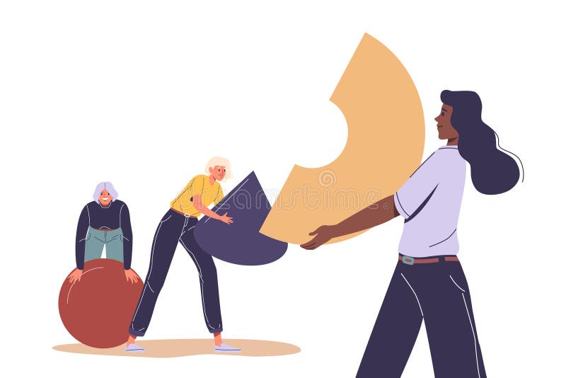 Three Colleagues Characters Collaboratively Working Together with Large ...