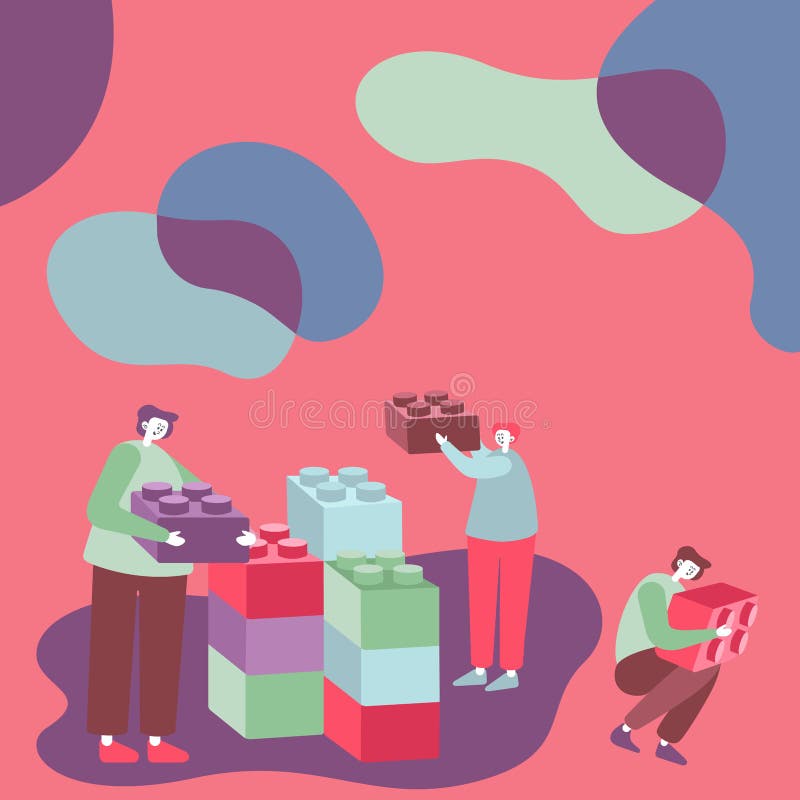 Three Colleagues Having Meeting Displaying Cube Representing Teamwork ...