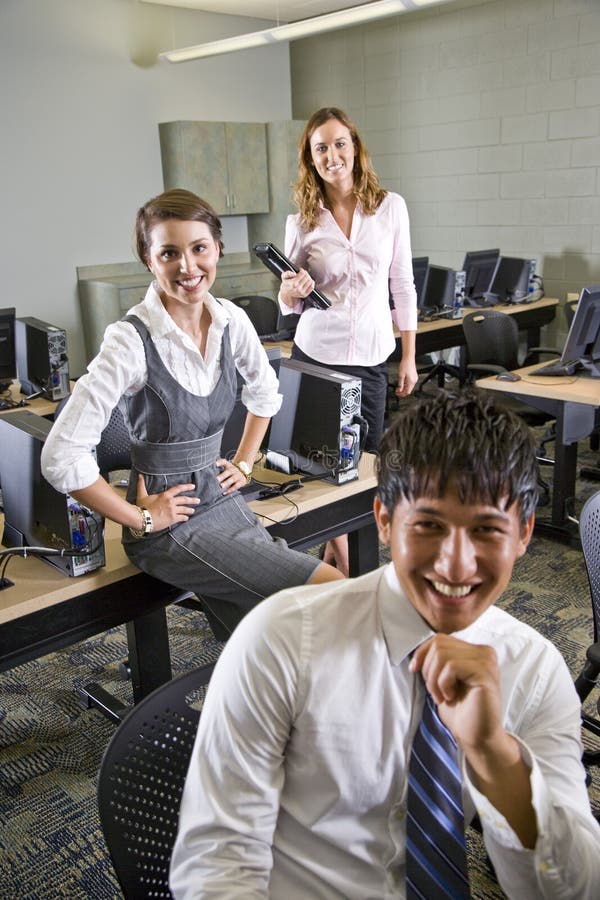 Three University Students Studying Together Stock Photo - Image of ...