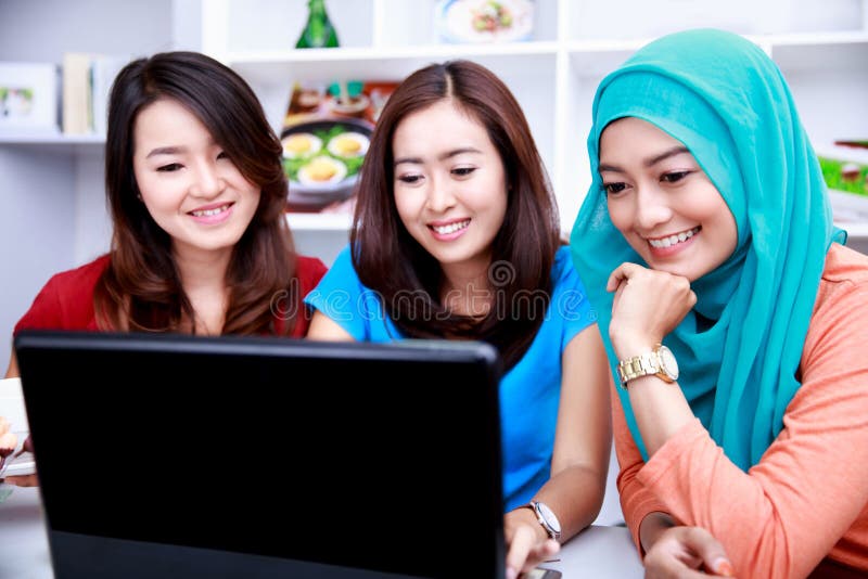 Three College Students in a Study Group Stock Image - Image of drink ...