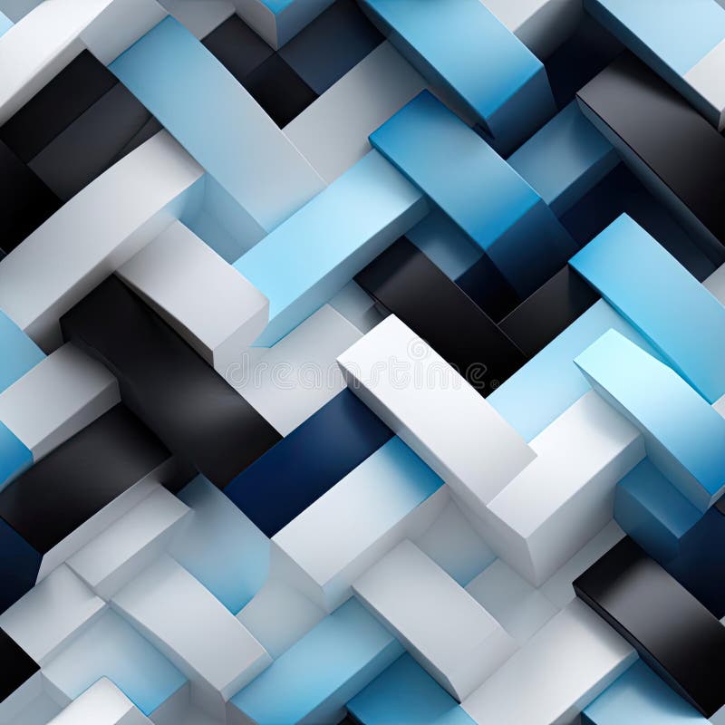 Three-color Abstract Background with Blue, Black, and White Squares ...