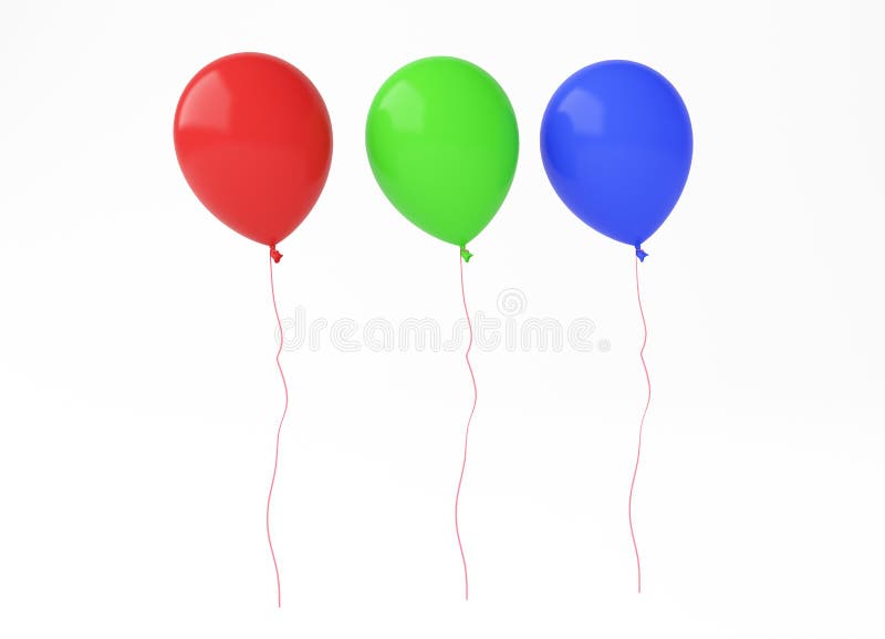 Three color balloon 3d stock illustration. Illustration of valentine ...