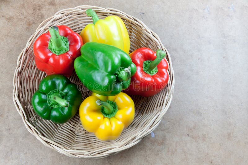 Three color bell peppers stock photo. Image of colorful - 74271258