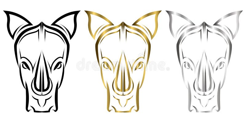 Line Vector Illustration Front View of Rhino Stock Vector ...