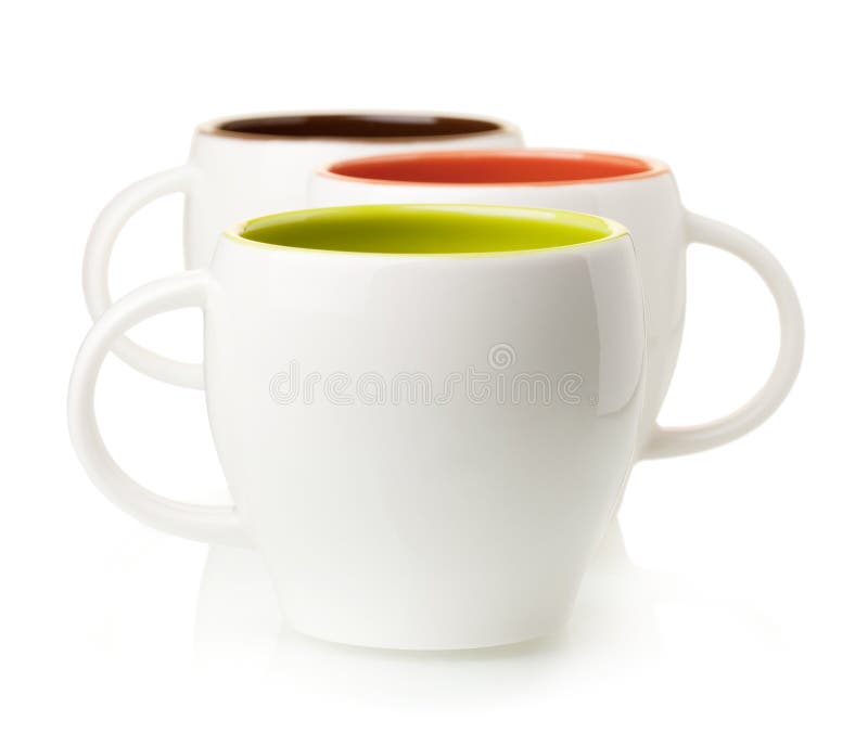 Three color coffee cups stock photo. Image of ceramic - 15062868