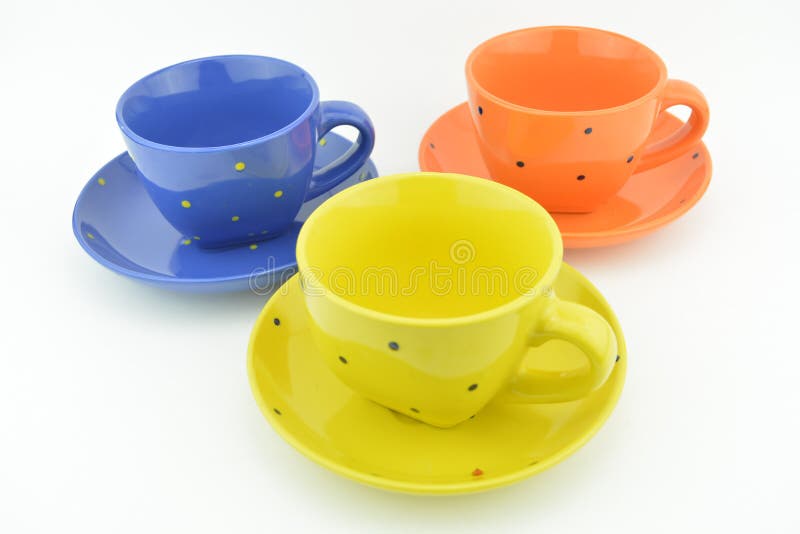 Three Color Cups of Tea Composition Stock Image - Image of orange ...