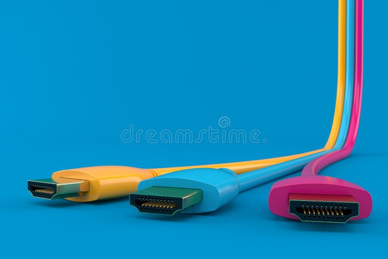 Three colored HDMI cables stock illustration. Illustration of ...