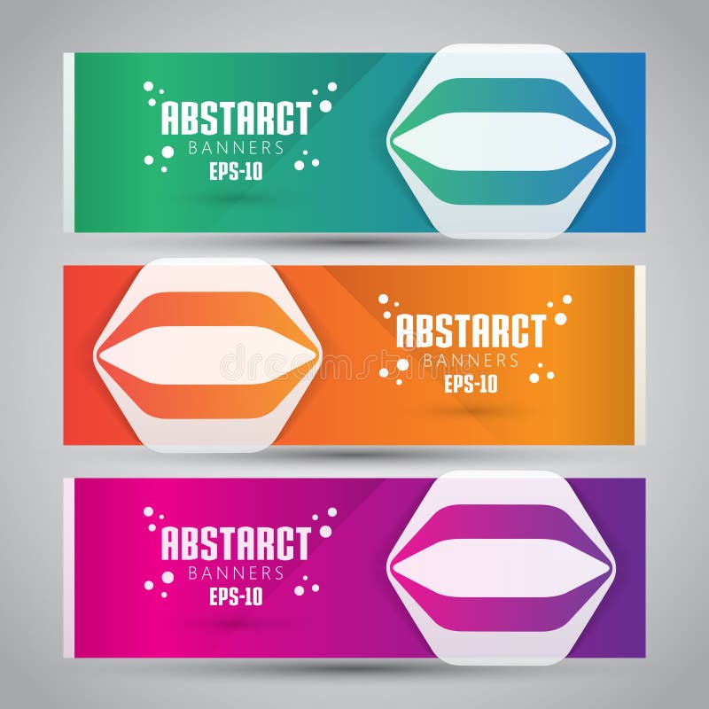 Three Color Design Banner Web Template with Modern Anad Minimalist ...