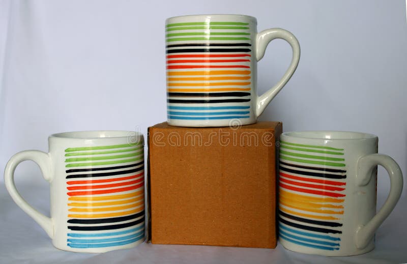 Three Color Full and Beautiful Ceramic Mug in India Stock Image - Image ...