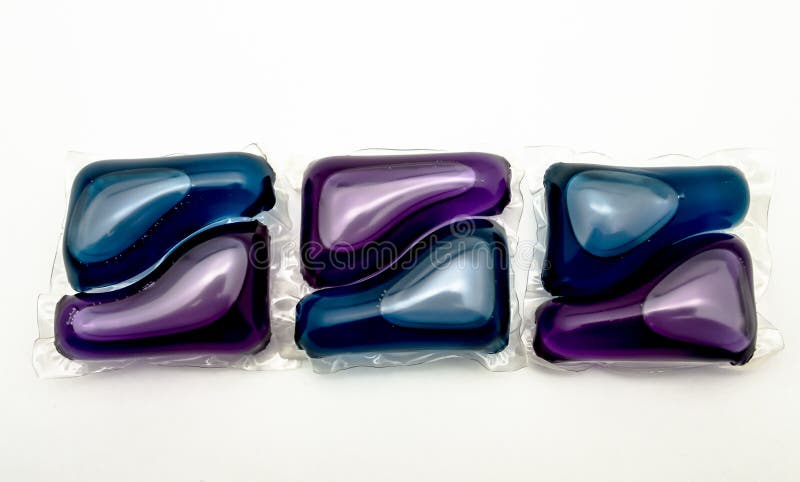 Three Color Gel for Washing Capsules Isolate Close-up Stock Photo ...