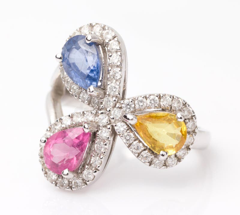 Three Color Gemstone Ring stock photo. Image of gemstone - 43238754