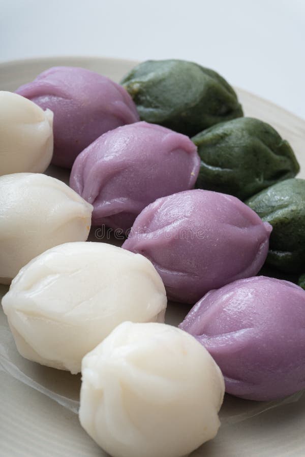 Three-color Honey Rice Cakes in a Bowl Stock Photo - Image of looking ...