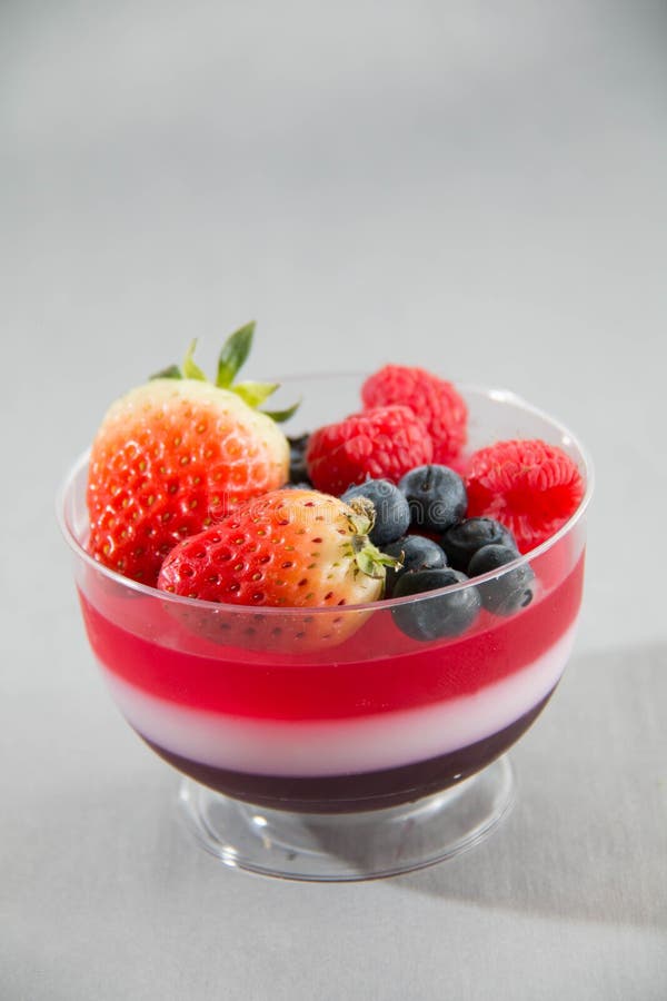 Three Color Jelly with Fresh Stock Image - Image of berries, diet: 68463757