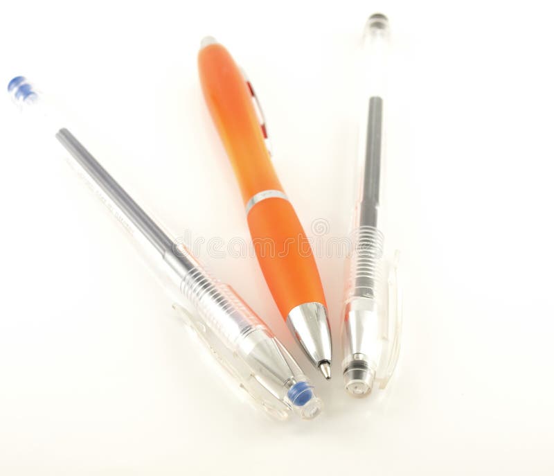 Three color pens stock image. Image of supplies, orange - 19849849